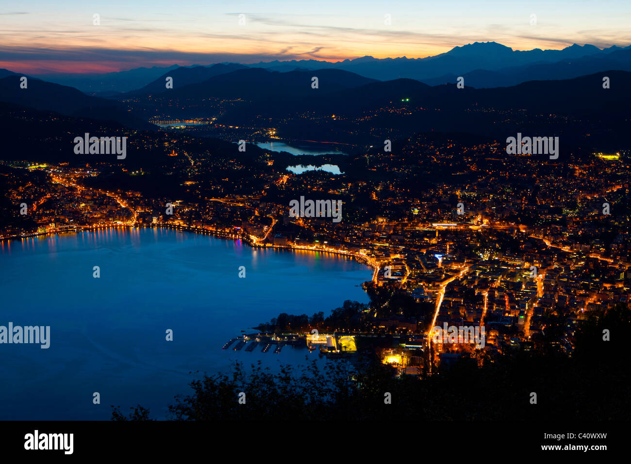 Lugano, Switzerland, Europe, canton Ticino, lake, Lago di Lugano ...