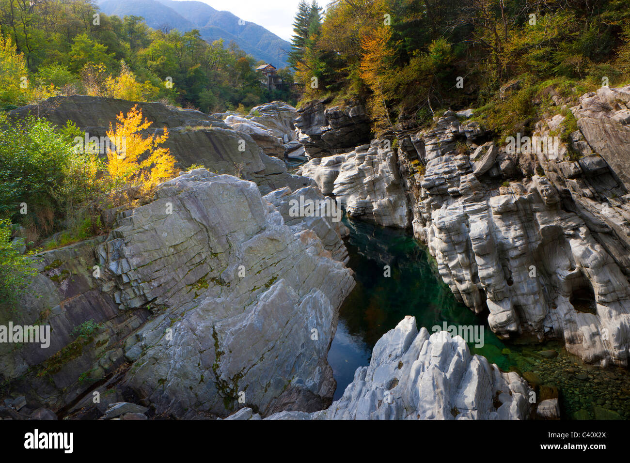 Ponte Brolla, Switzerland, Europe, canton Ticino, valley of Maggia ...