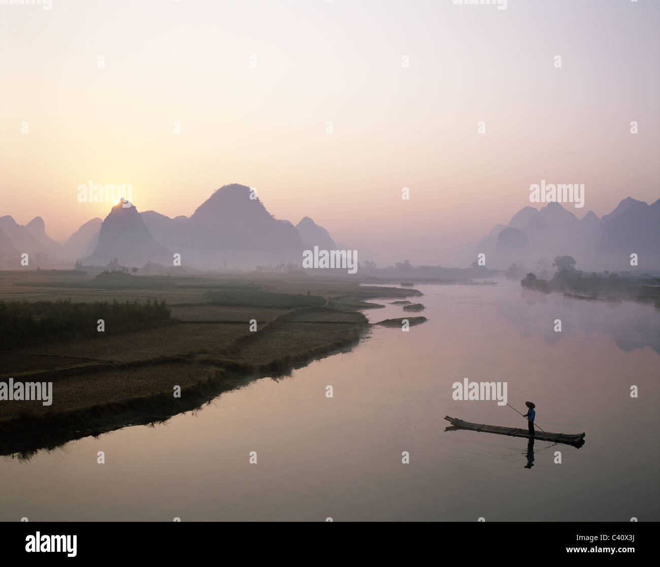 Asia, China, Dawn, Guangxi, Guilin, Holiday, Landmark, Li river ...