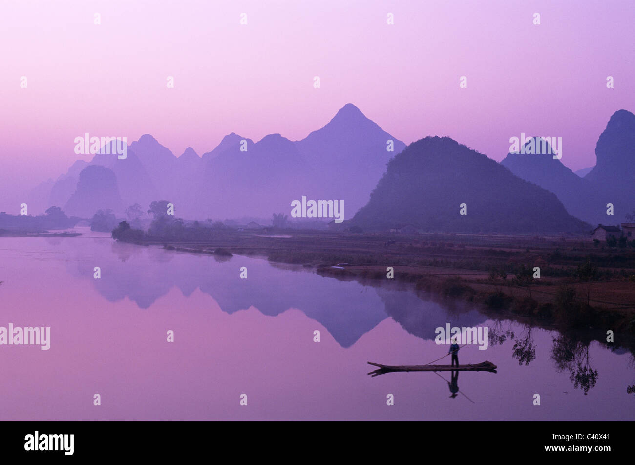Asia, China, Dawn, Guangxi, Guilin, Holiday, Landmark, Li river ...