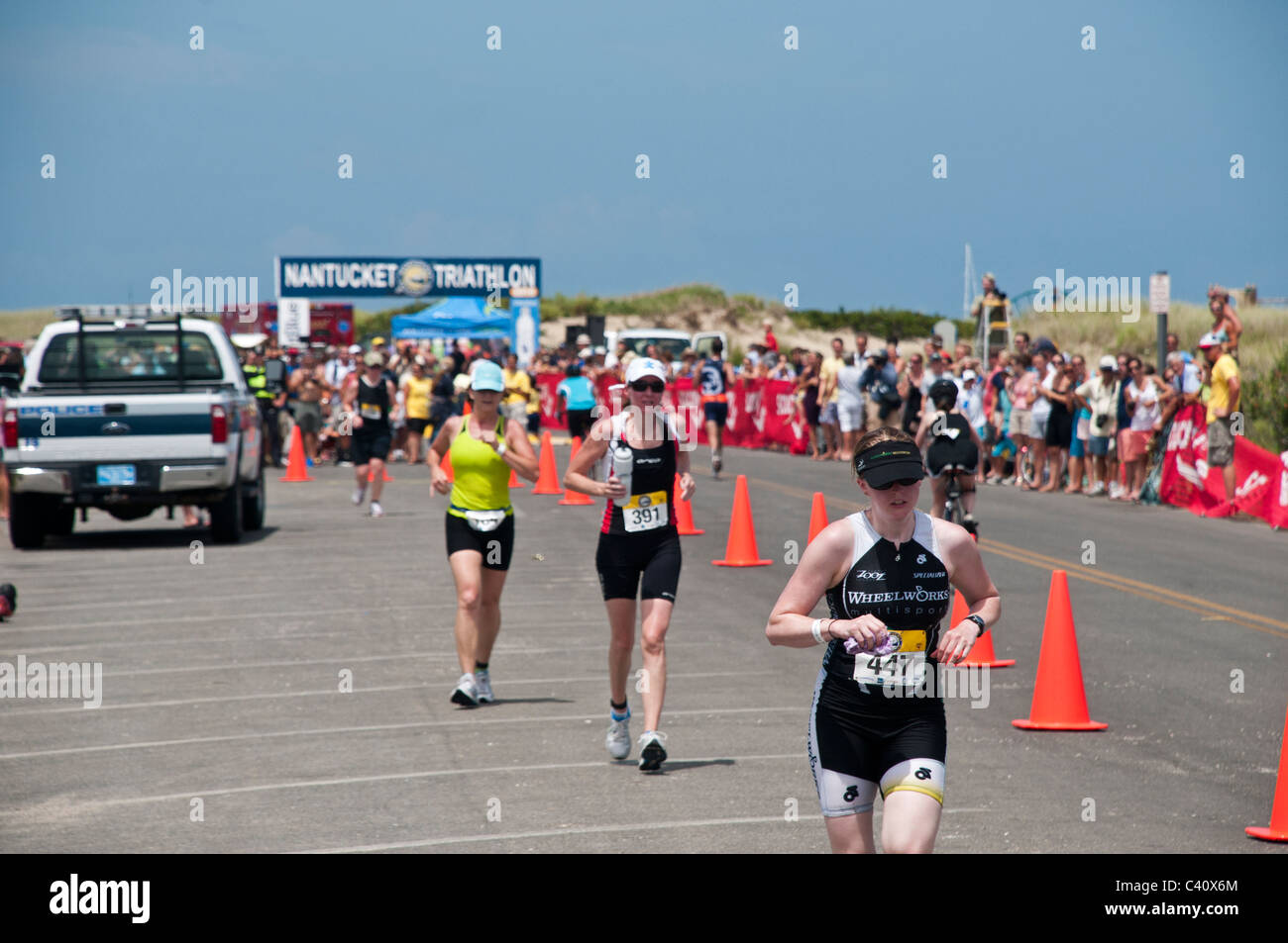 People run during the Nantucket Triathlon Stock Photo - Alamy