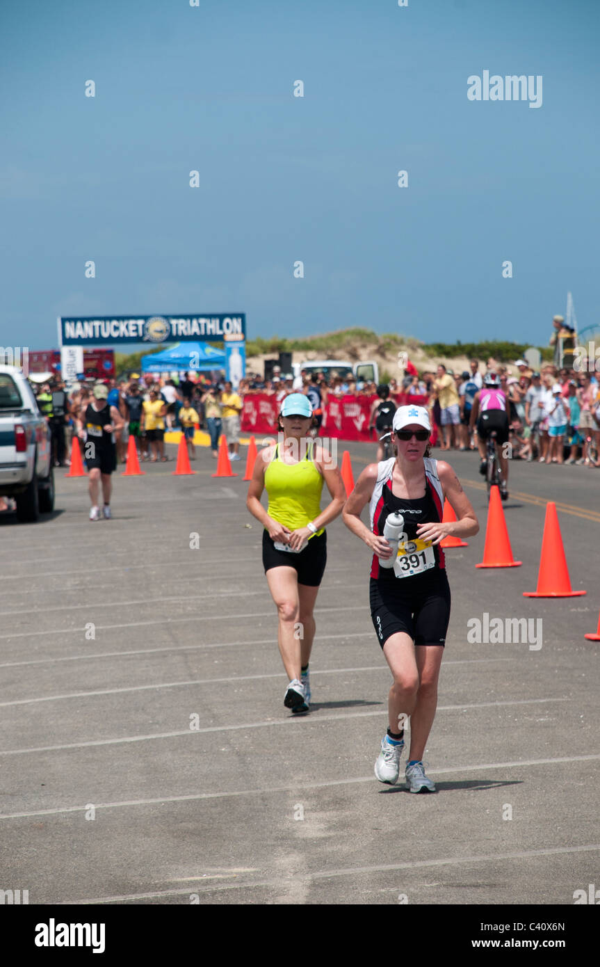 People run during the Nantucket Triathlon Stock Photo - Alamy