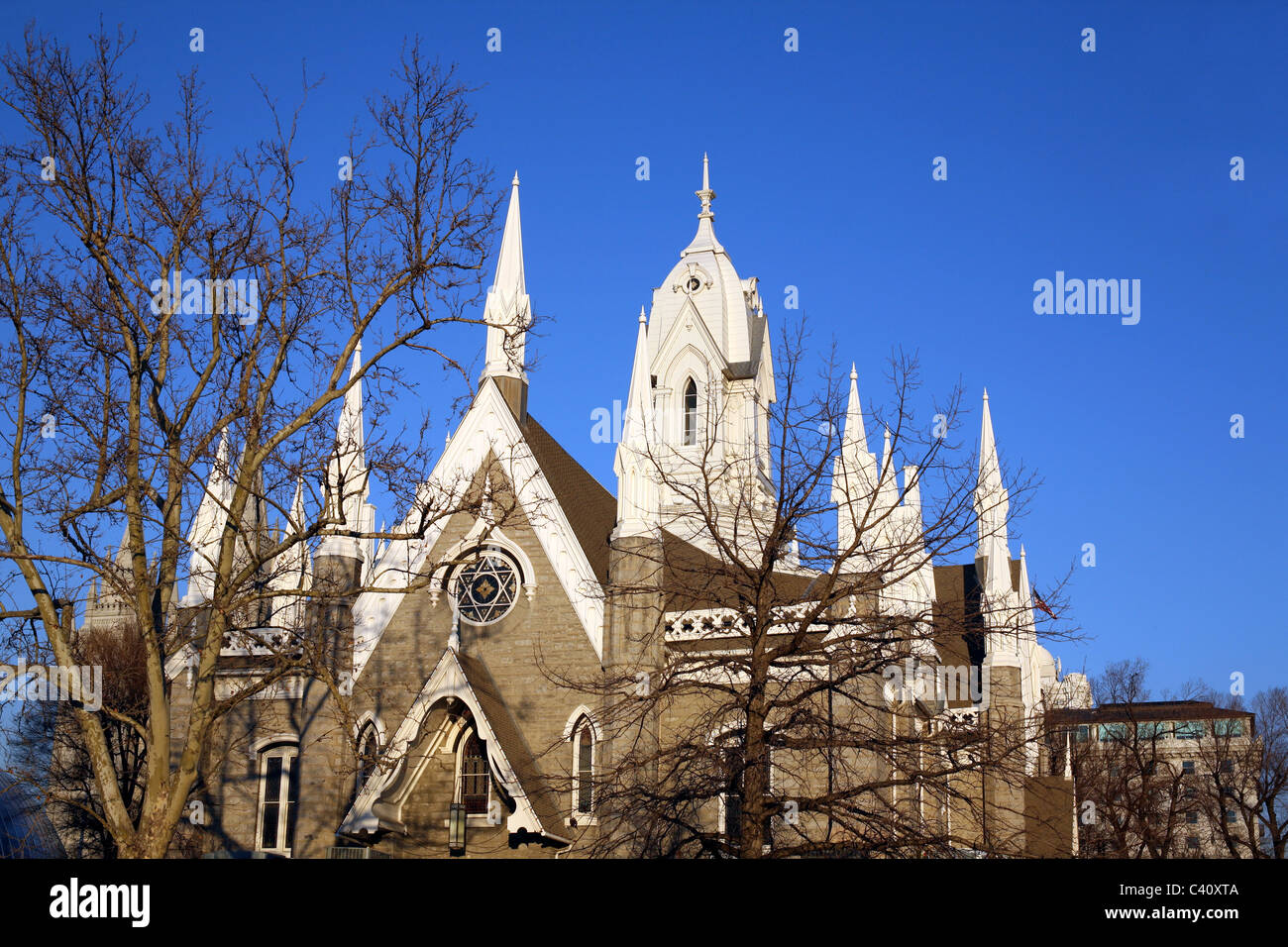 Assembly Hall inside Temple Square in Salt Lake City, Utah Stock Photo ...