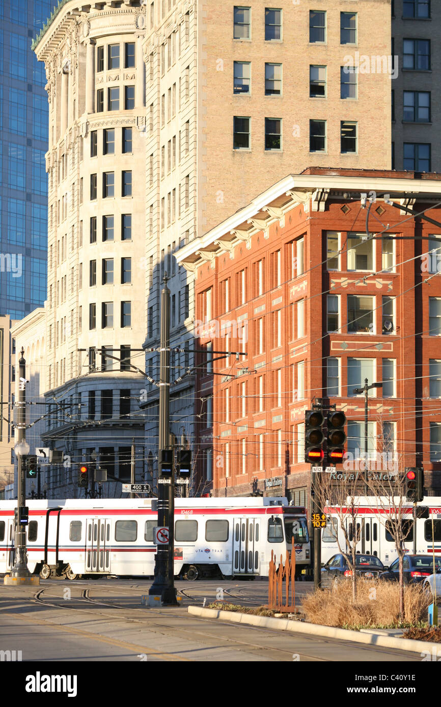 The Trax light rail on State Street. Salt Lake City, Utah, United ...