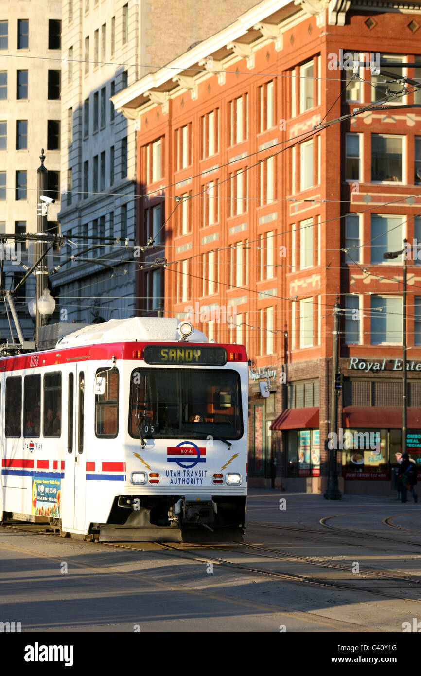 The Trax light rail on State Street. Salt Lake City, Utah, United ...