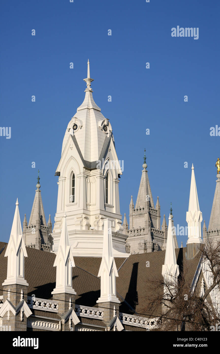 View of Assembly Hall and Salt Lake Temple inside Temple Square Stock ...