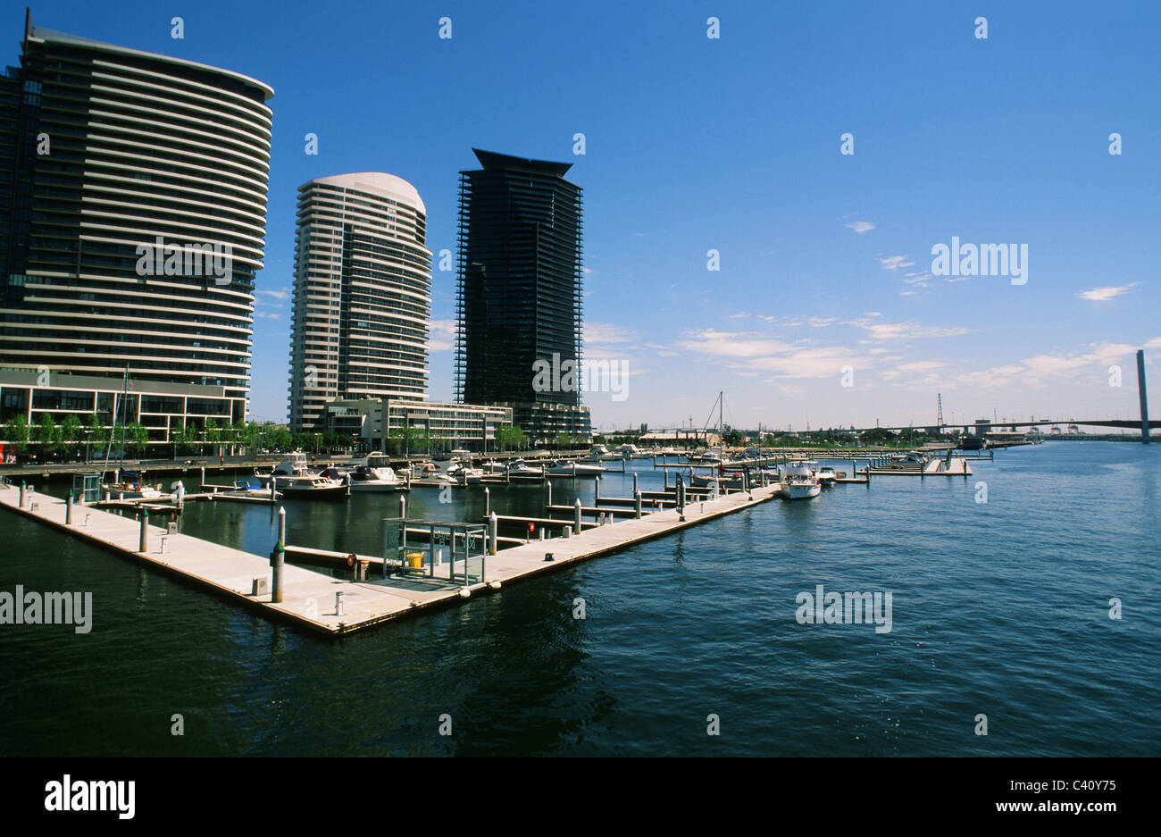 Residential towers of Yarra's Edge on the Yarra river in the Melbourne ...