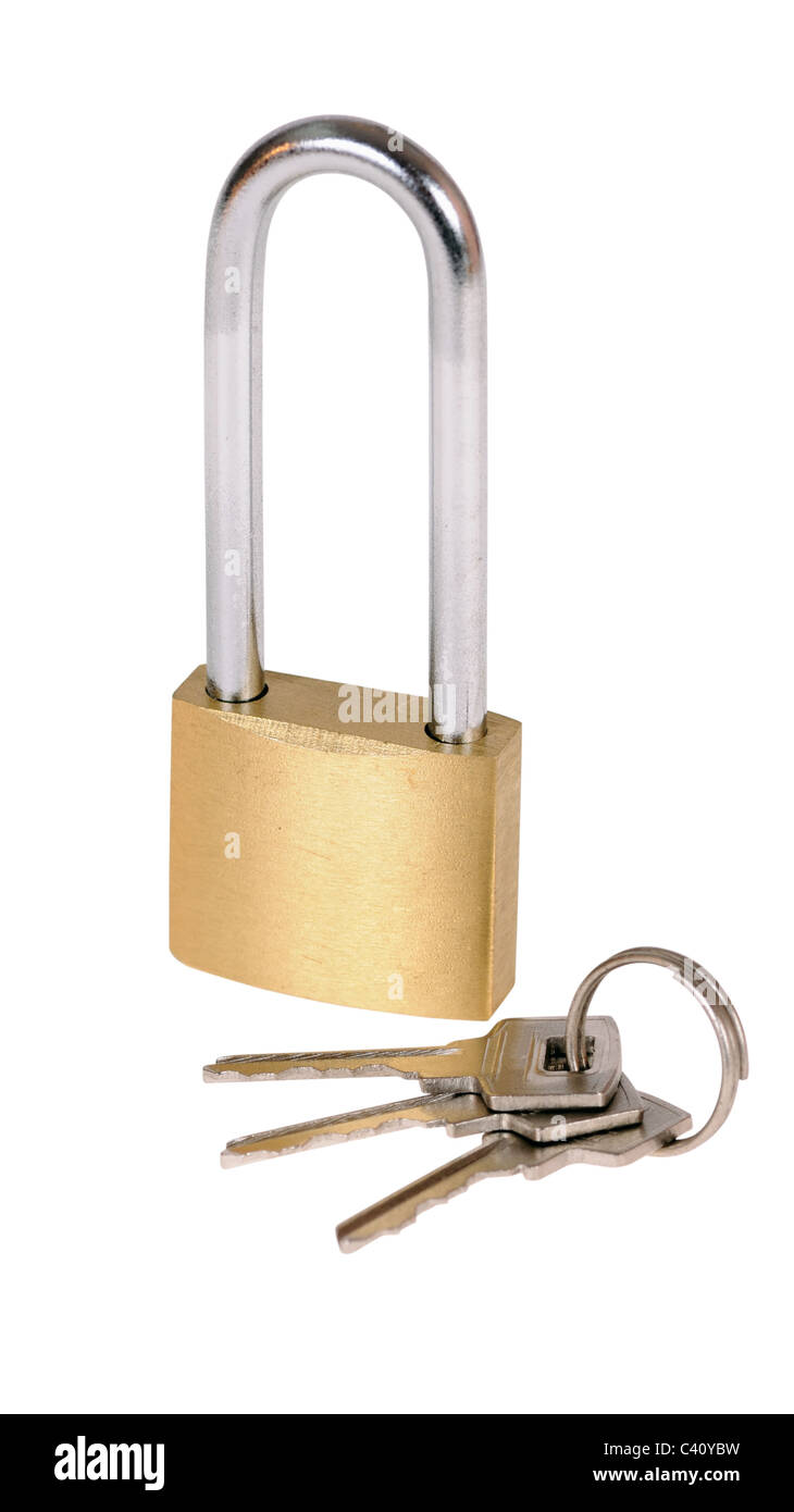 padlock with keys isolated on white background Stock Photo - Alamy