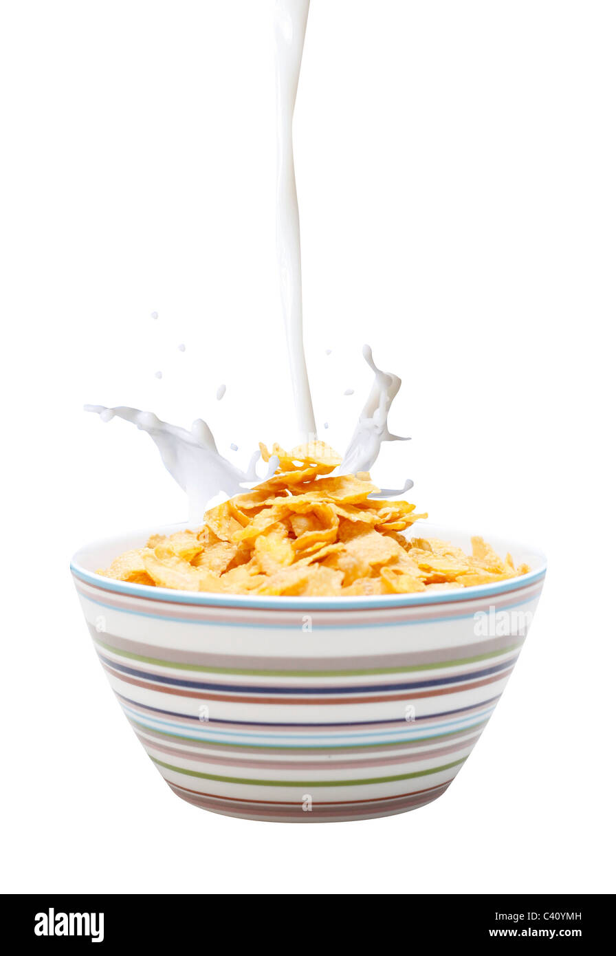 Yellow cornflakes in white hi-res stock photography and images - Alamy