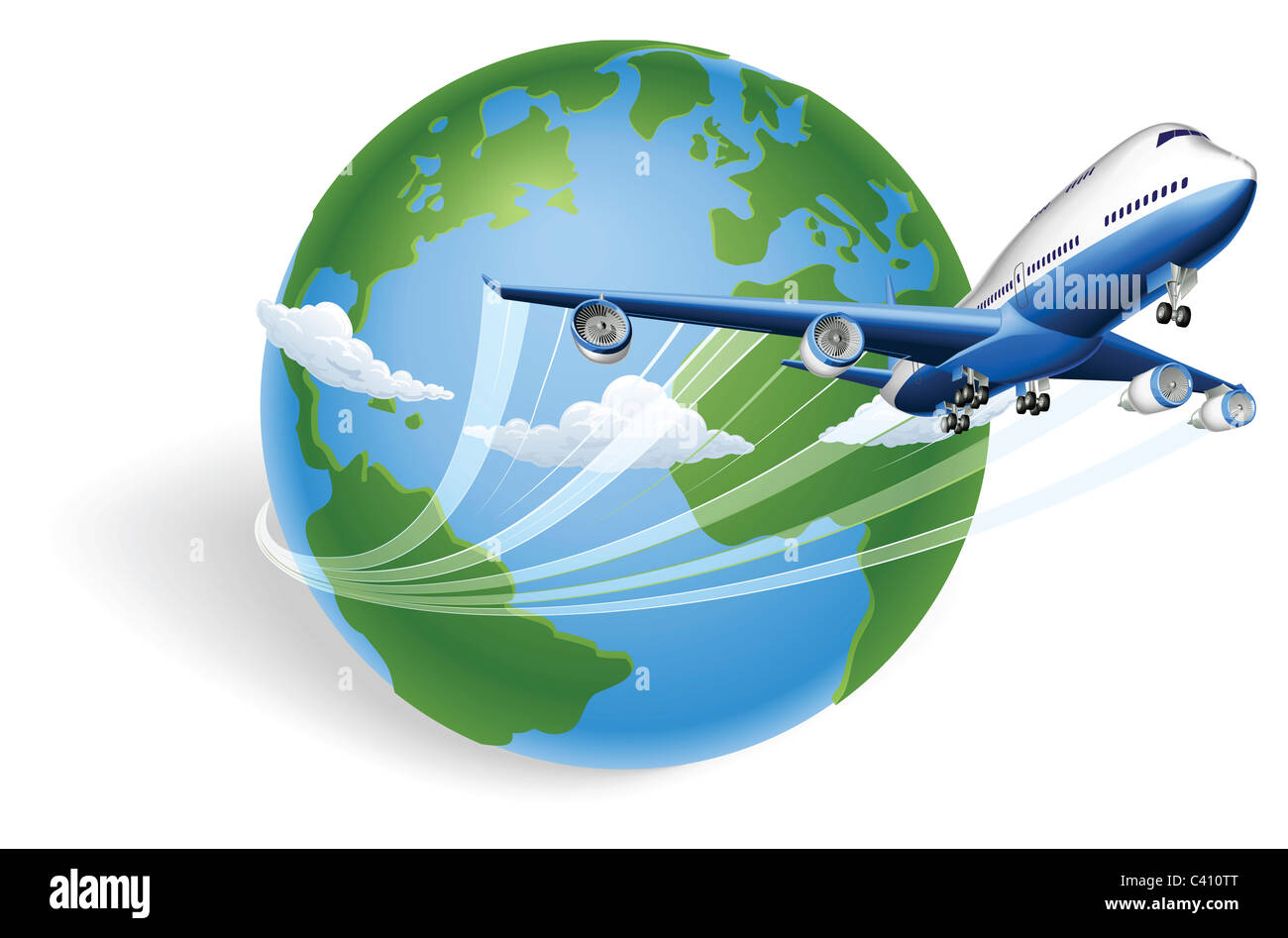 Airplane Flying Around The World Clipart
