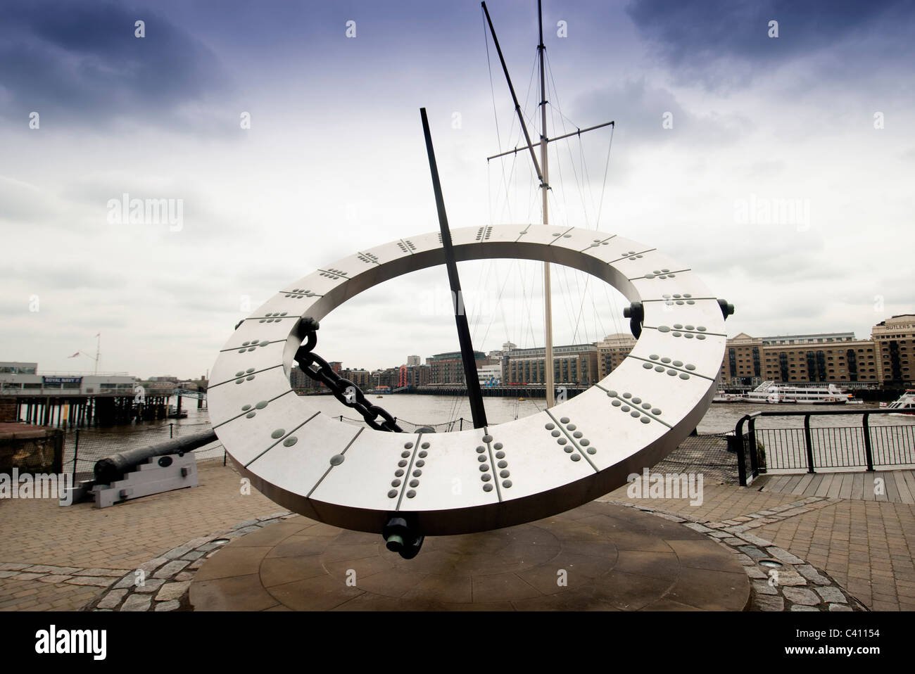 sun dial at st Katherines dock london Stock Photo - Alamy