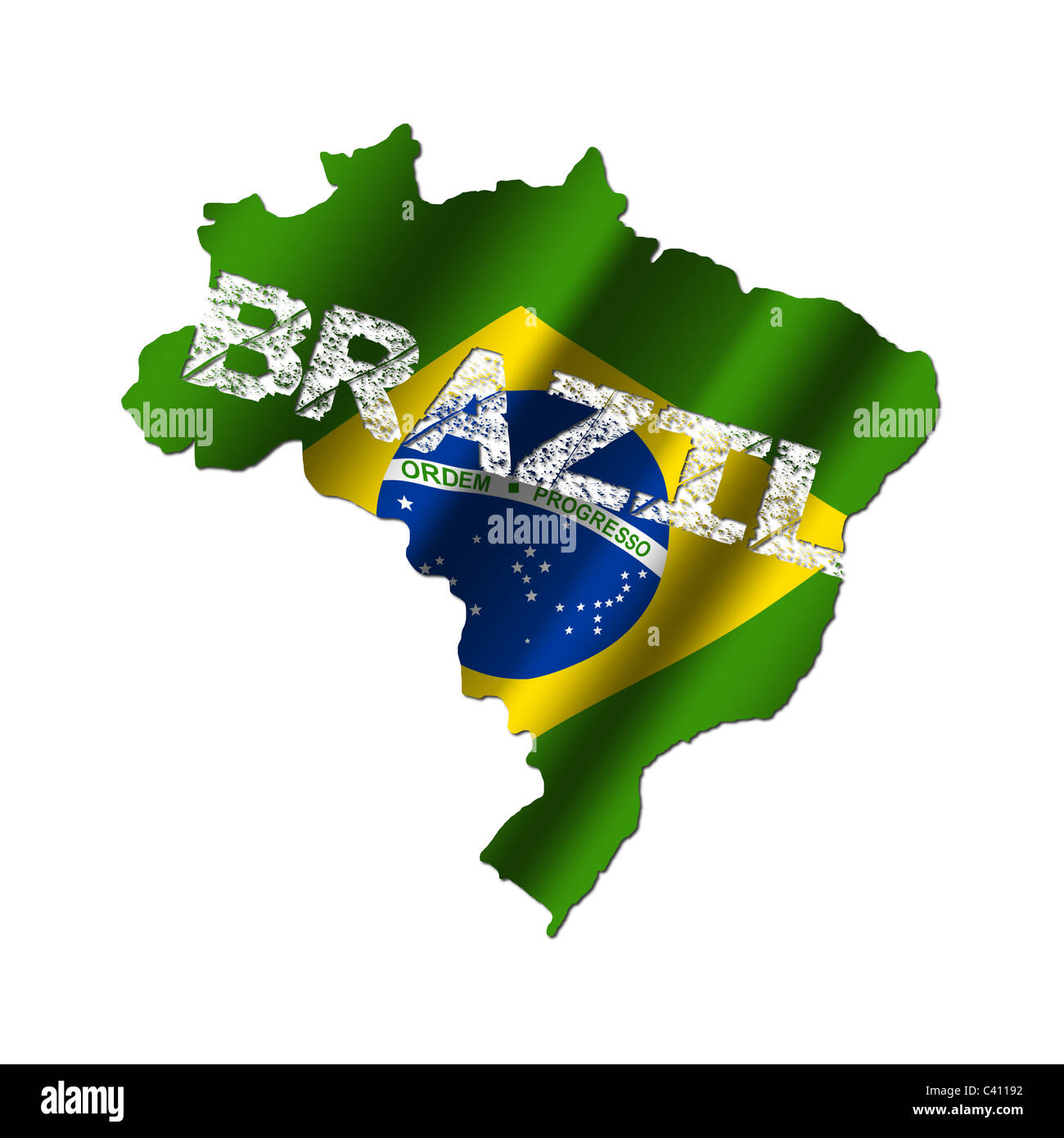 Brazil map flag with grunge text illustration Stock Photo - Alamy
