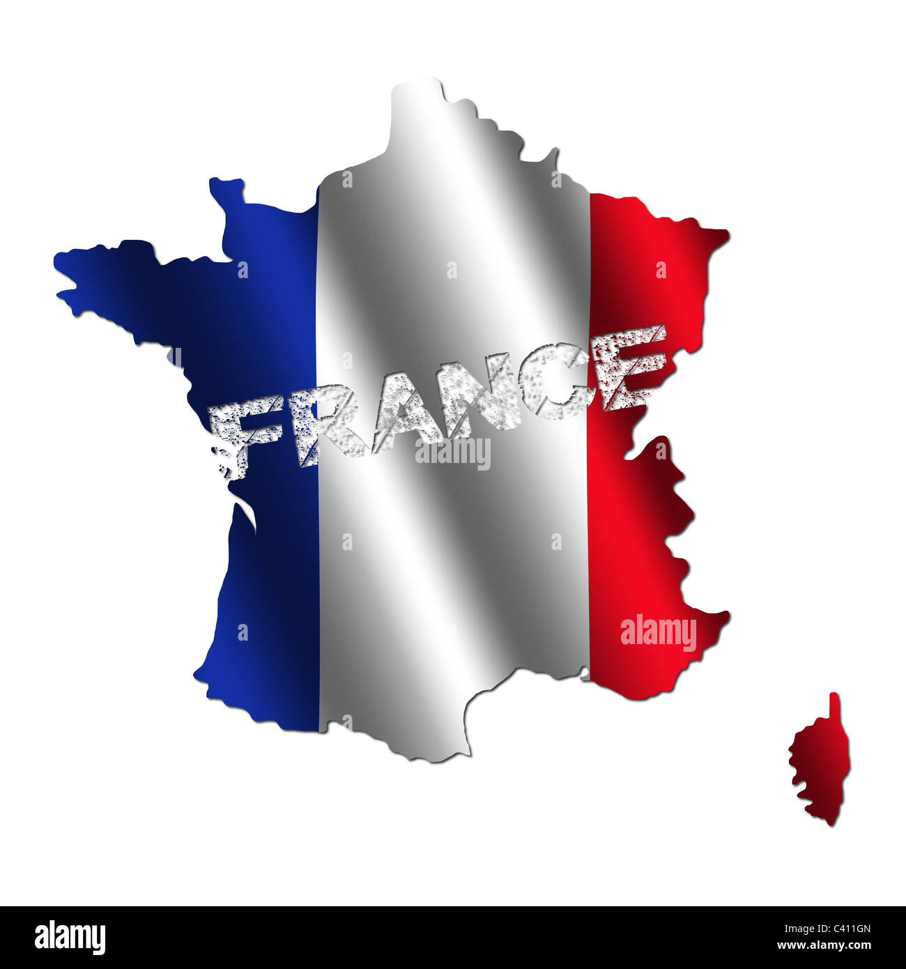 France map flag with grunge text illustration Stock Photo - Alamy