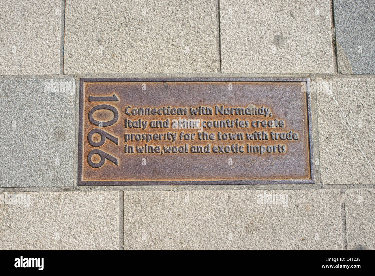 1066 plaque on the pavement in Southampton showing the connection of ...
