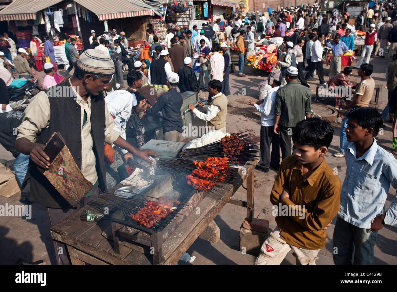Muslim street food seller. Near Jama Masjid mosque. New Delhi. India ...
