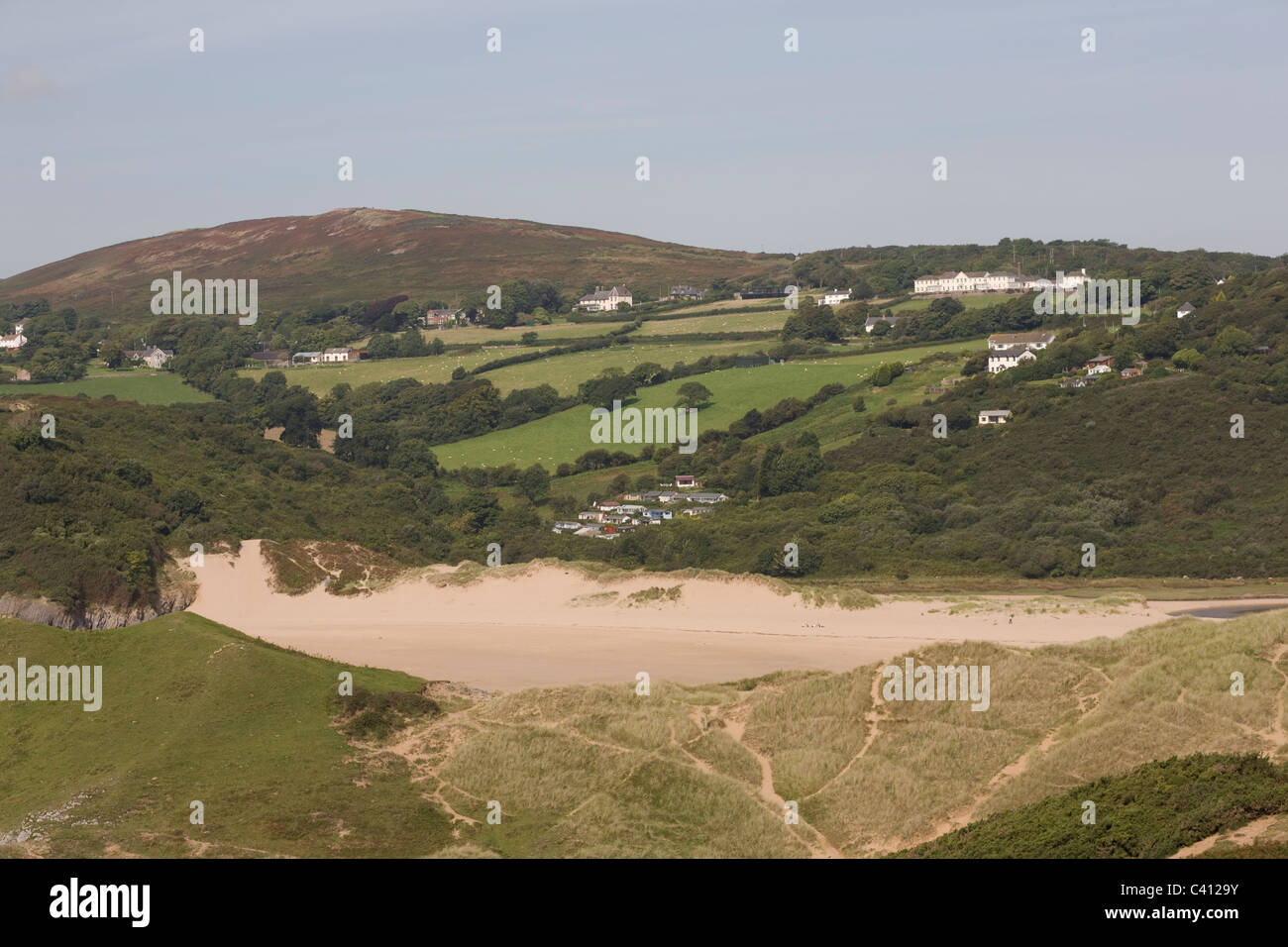 Rolling landscape of the Gower, West Glamorgan, Wales, at Pennard ...