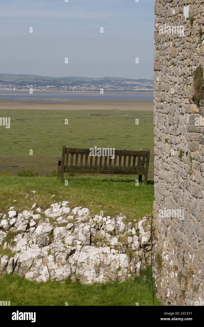 Llanrhidian Marsh, Weobley castle and bench, Gower, West Glamorgan ...