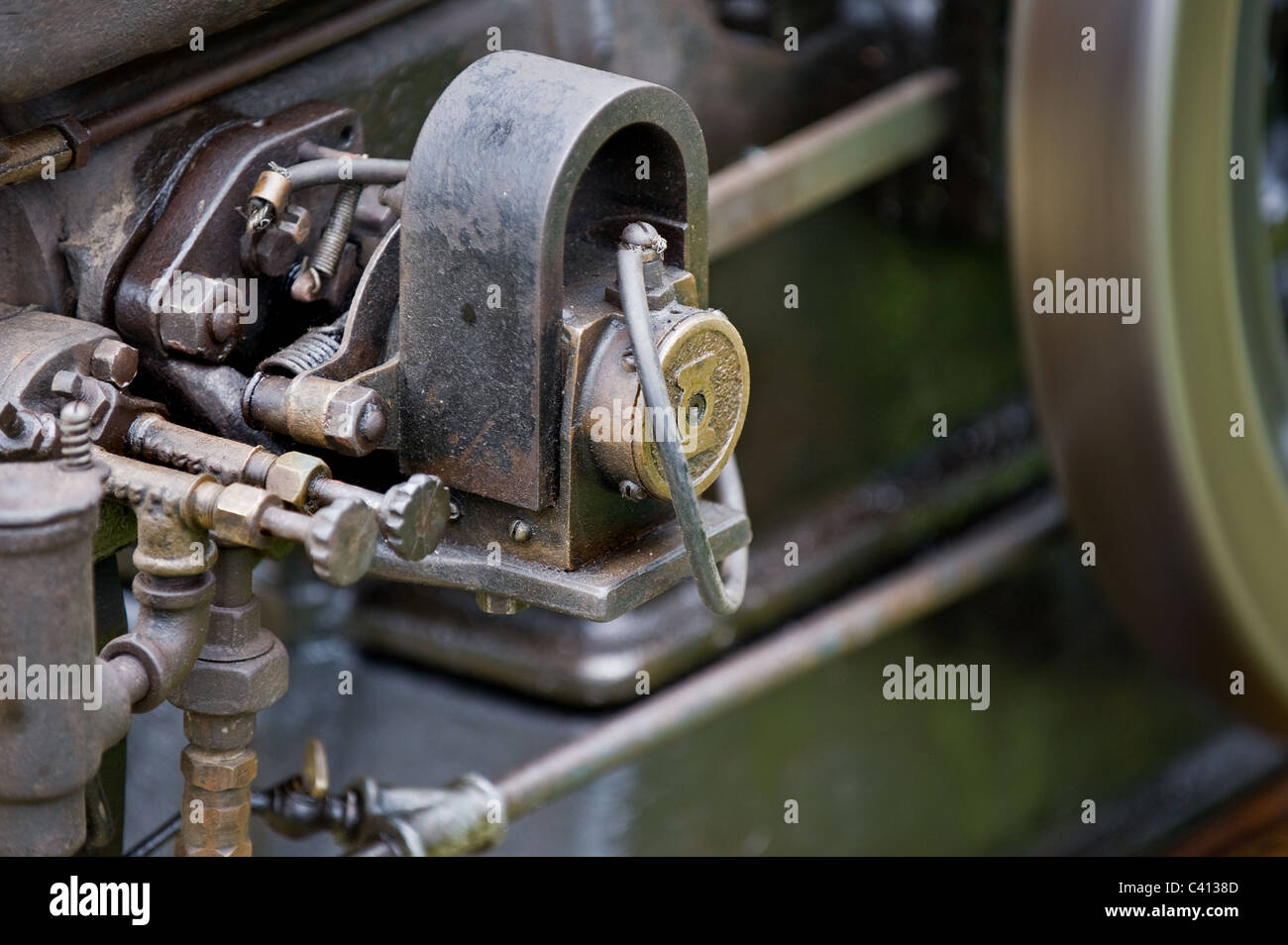 Closeup view of a static steam engine on display at a steam fair Stock ...