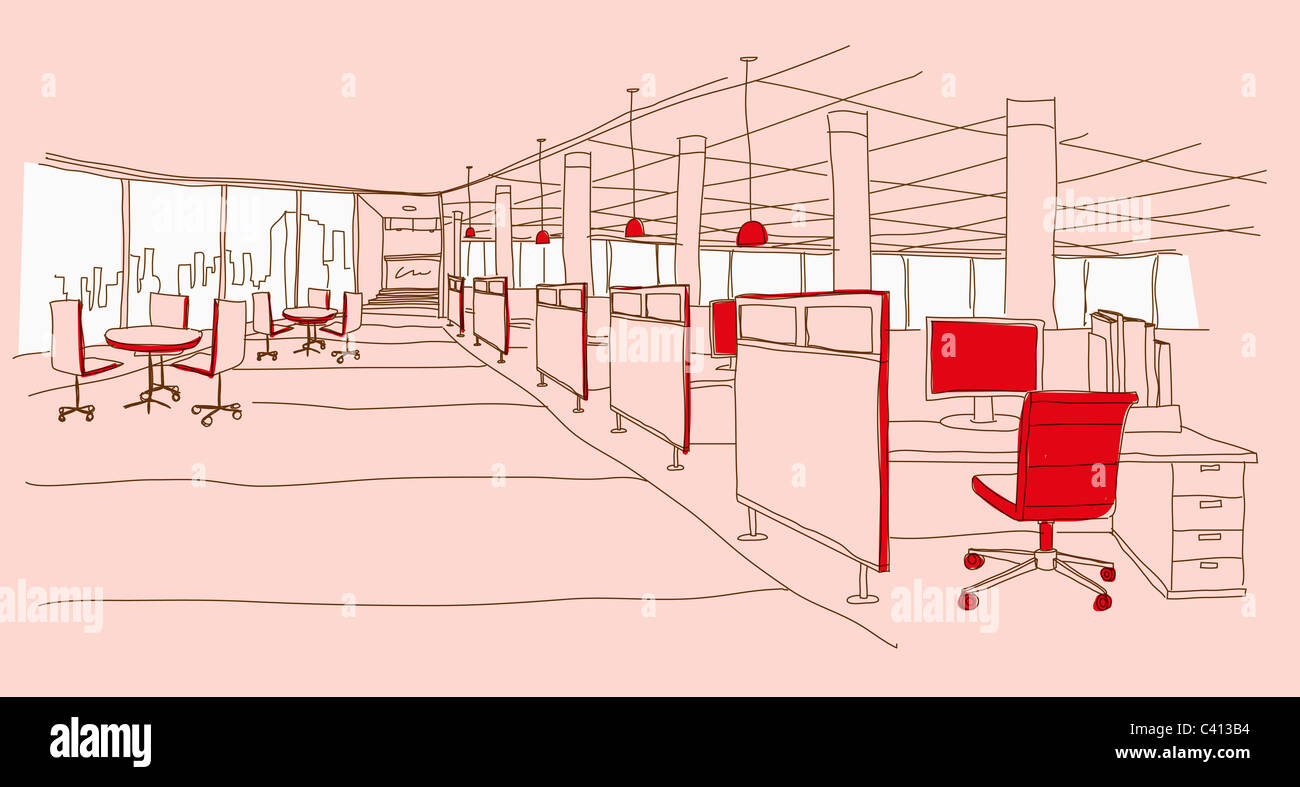 drawing illust of office Stock Photo - Alamy