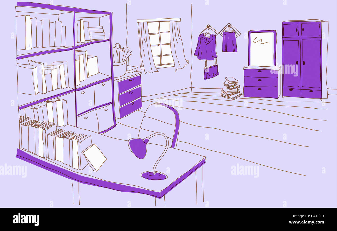 drawing illust of room Stock Photo - Alamy