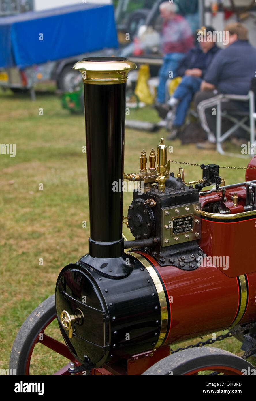 Closeup view of the front of miniature steam driven traction engine on ...
