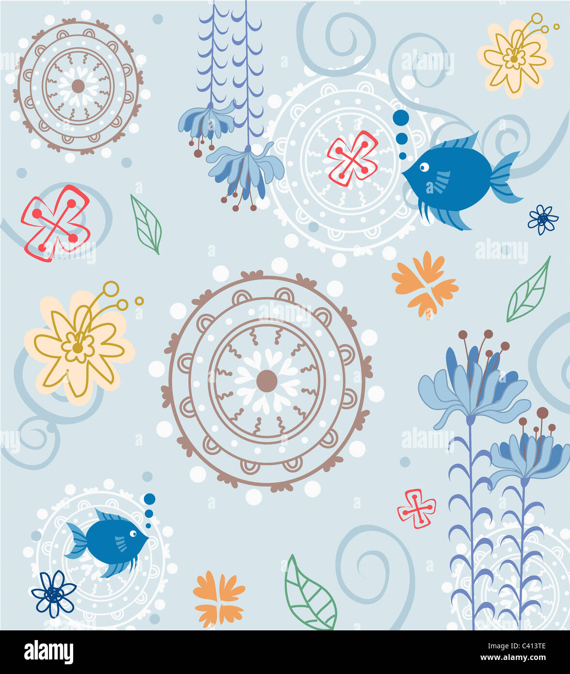 flowers and fishes Stock Photo - Alamy