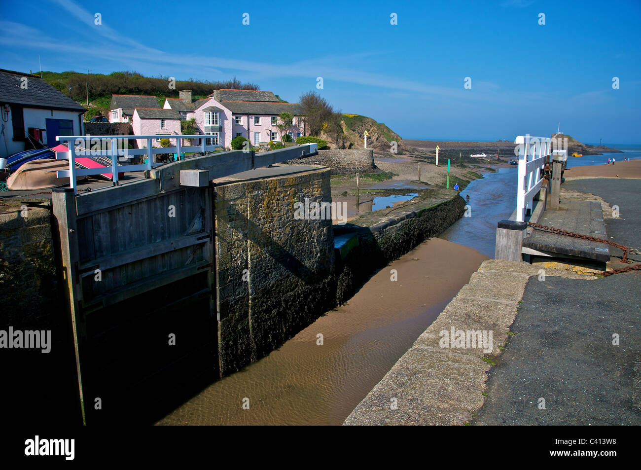 Bude Cornwall UK Canal Sea Lock Sealock Stock Photo - Alamy