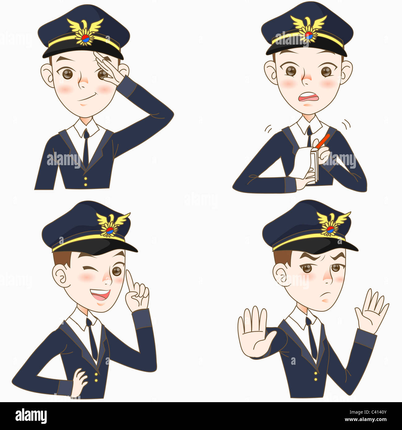 various types of expressions of policeman Stock Photo - Alamy
