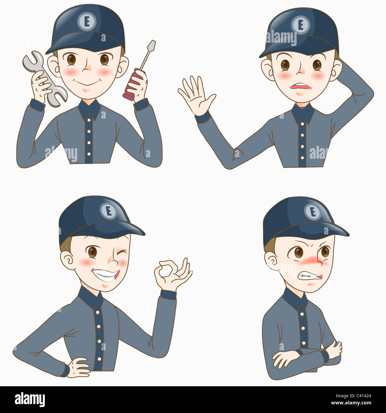 various types of expressions of engineer Stock Photo - Alamy
