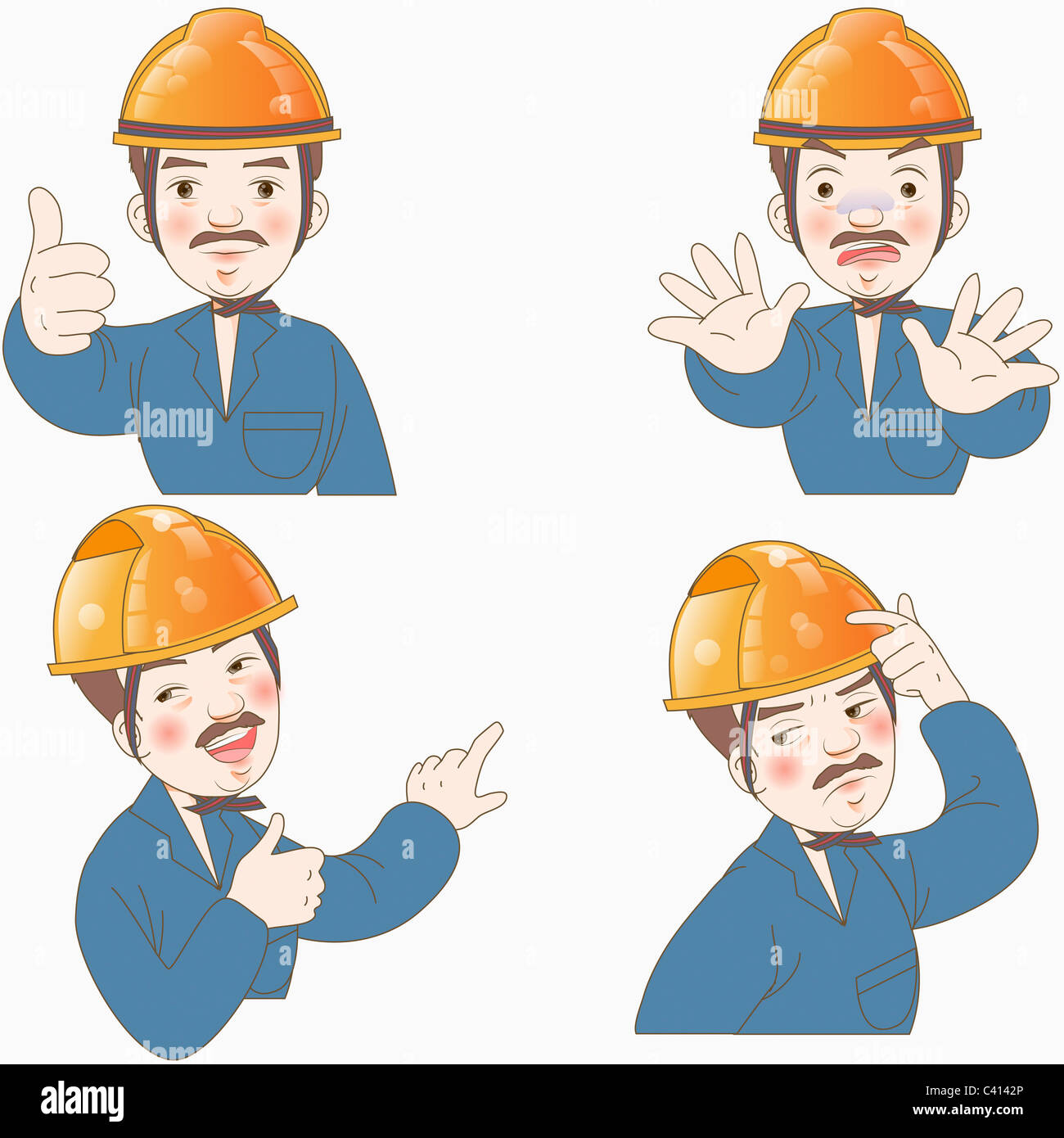 various types of expressions of workers Stock Photo - Alamy