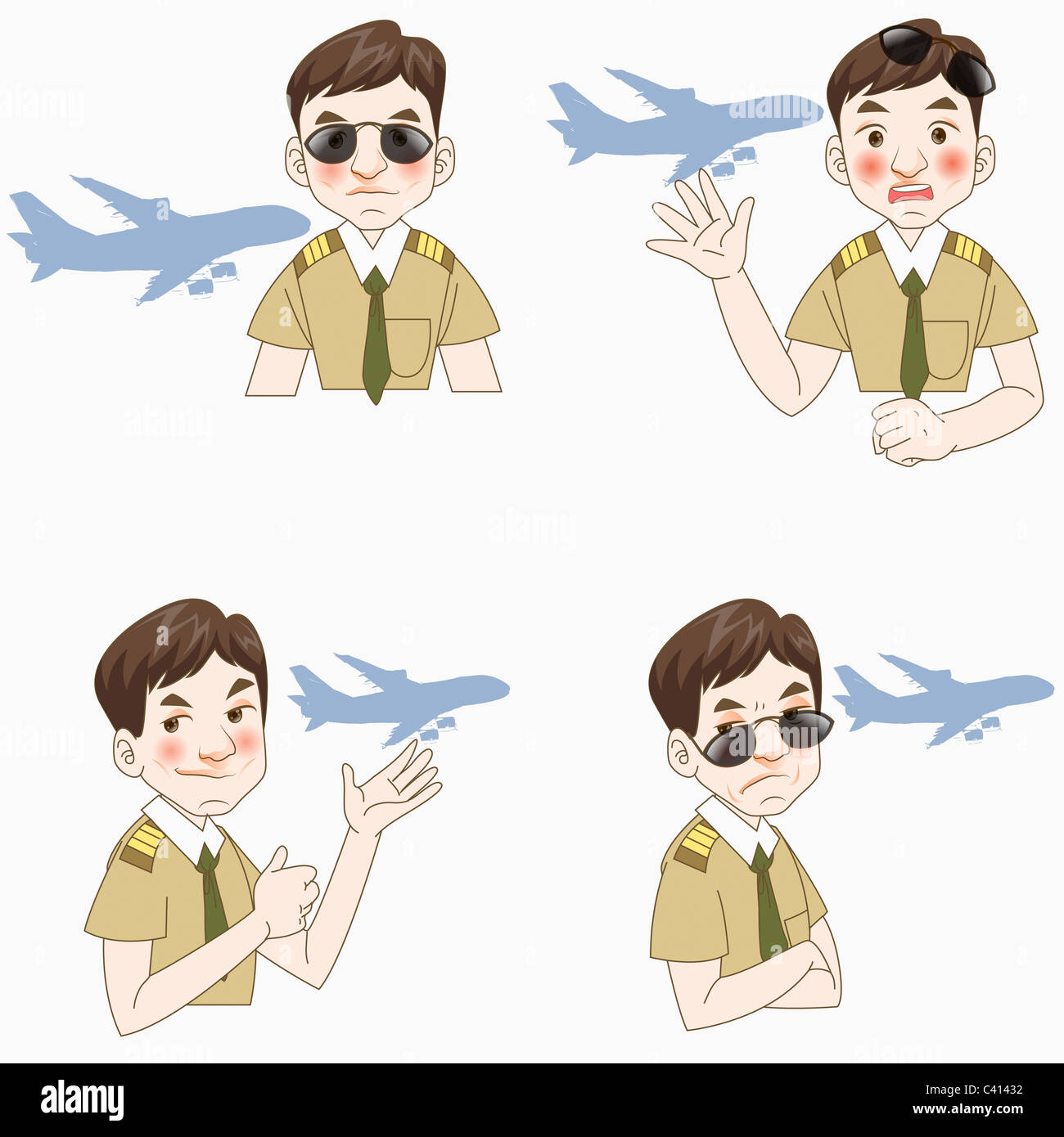 various types of expressions of pilot Stock Photo - Alamy