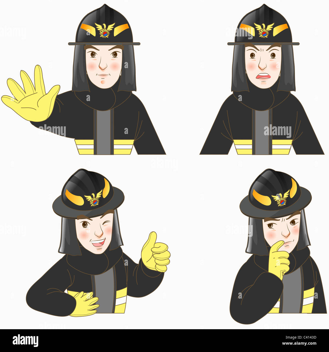 various types of expressions of fireman Stock Photo - Alamy