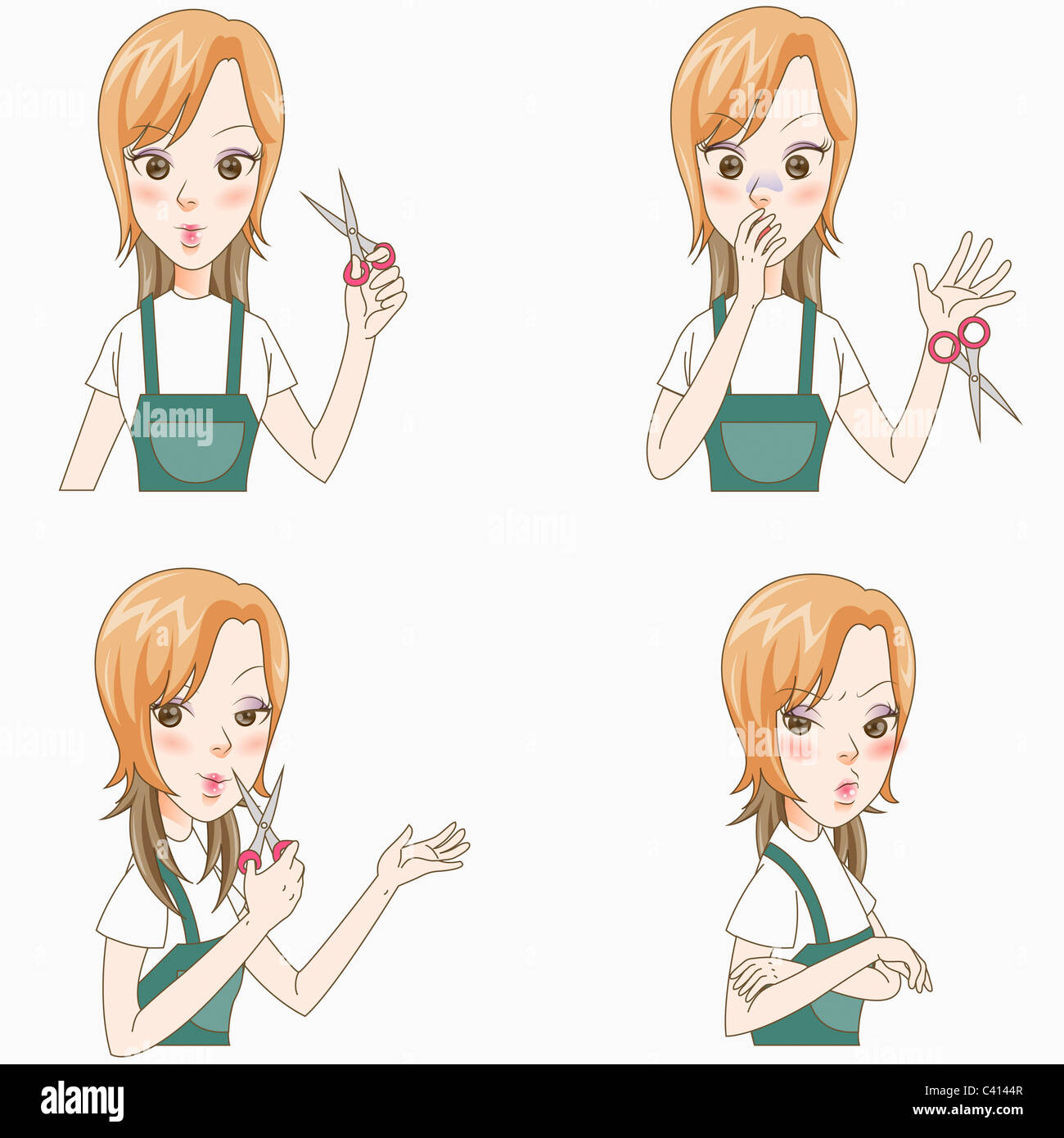 various types of expressions of hair designer Stock Photo - Alamy
