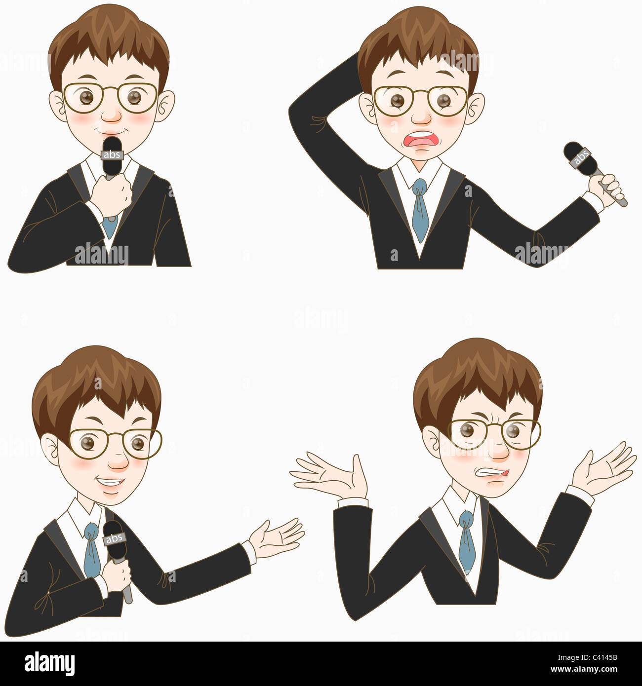 various types of expressions of reporter Stock Photo - Alamy