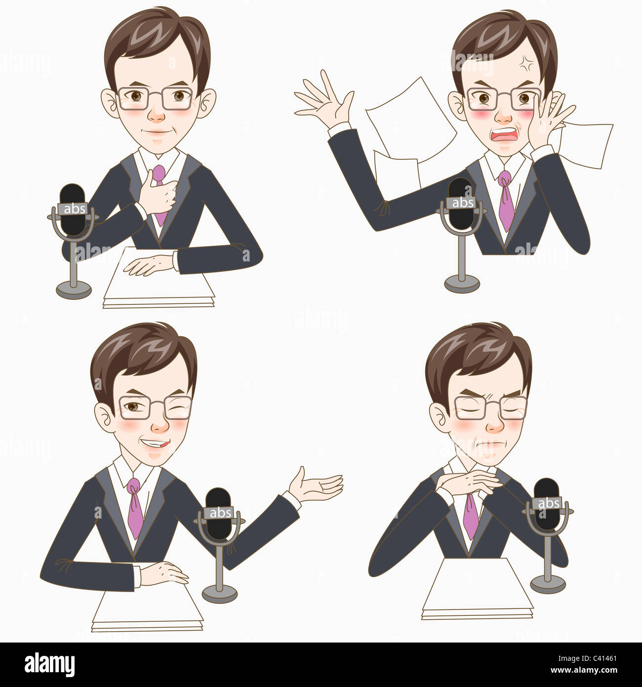 various types of expressions of reporter Stock Photo - Alamy