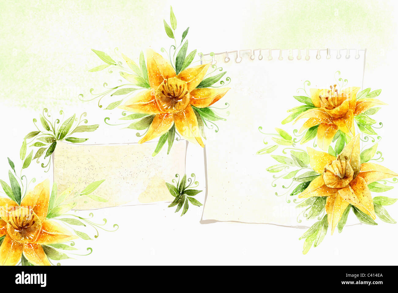 calligraphy spring flowers Stock Photo - Alamy