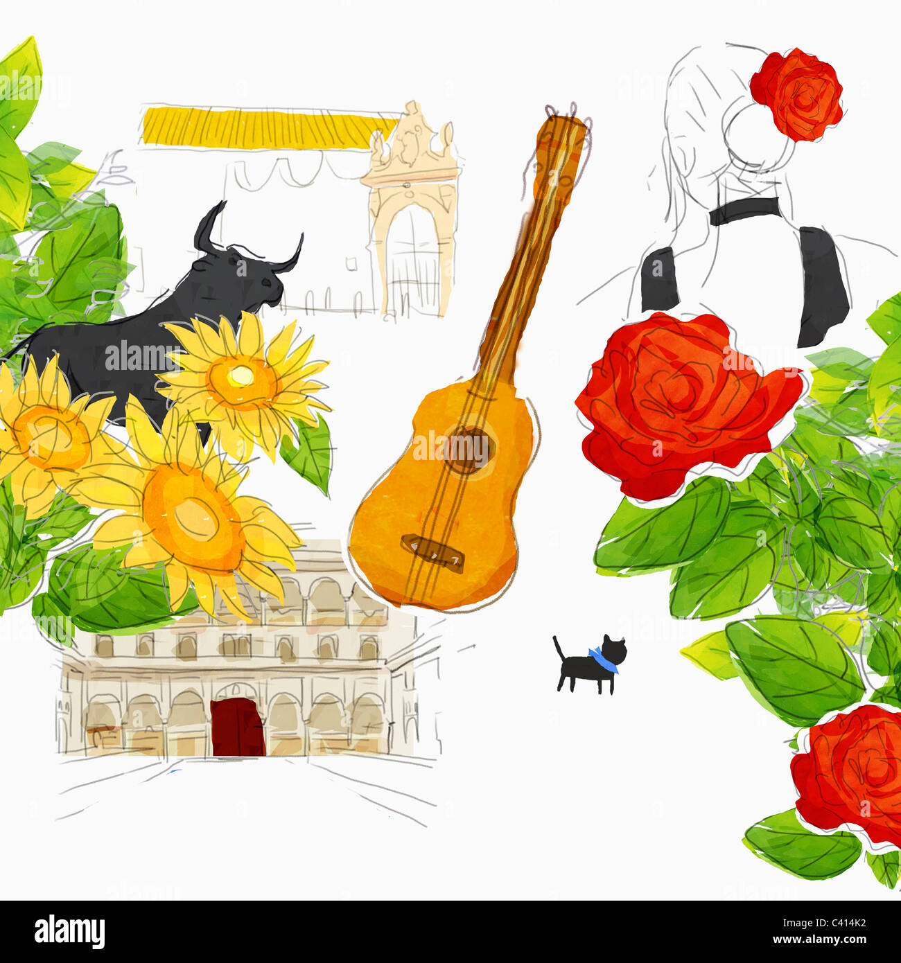 travel landmarks of Spain Stock Photo - Alamy