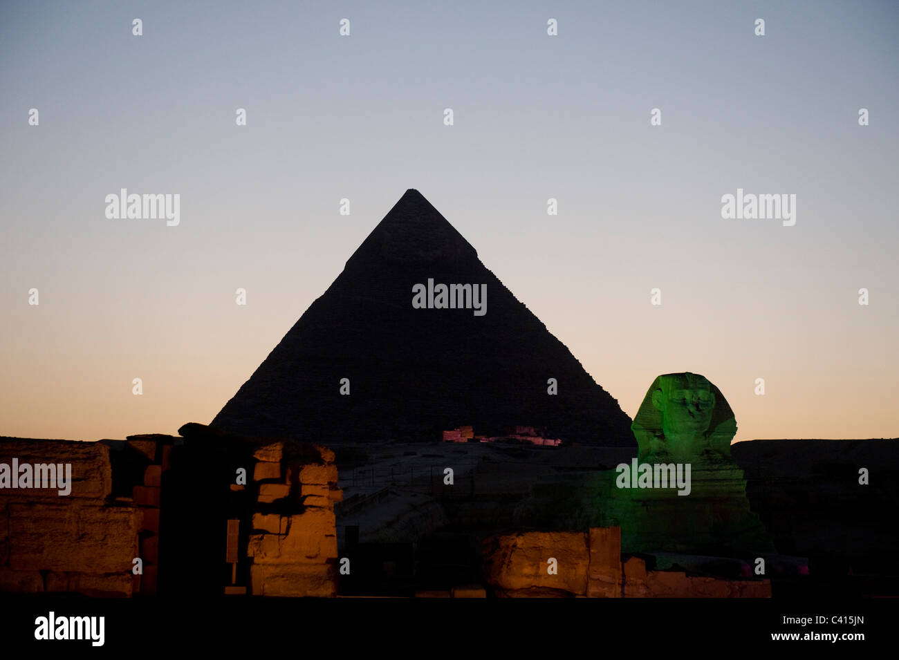 Great Pyramids of Giza, Sound and Light show at dusk Stock Photo - Alamy
