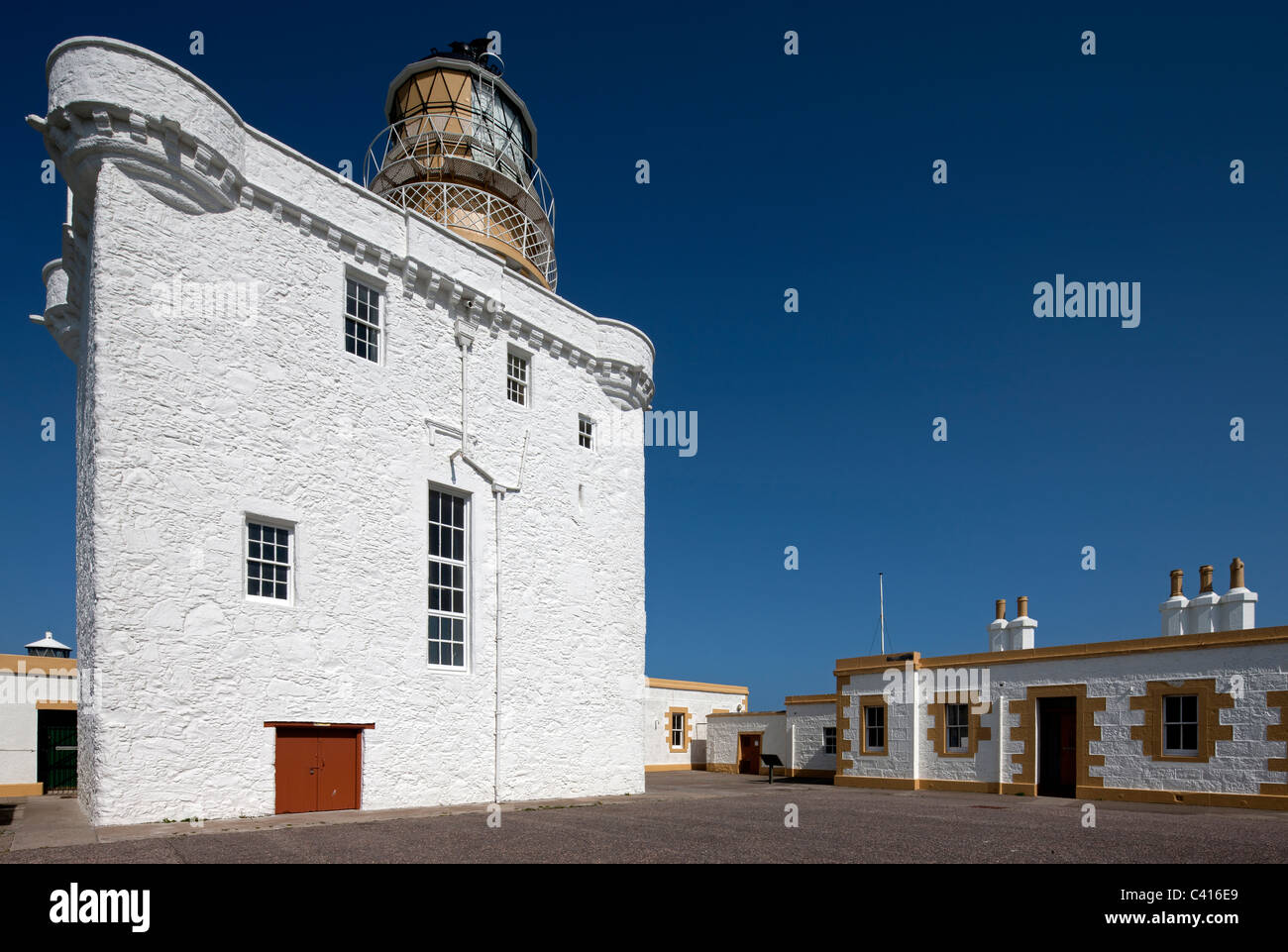 Sunny view of the Museum of Scottish Lighthouses, Kinnaird Head ...