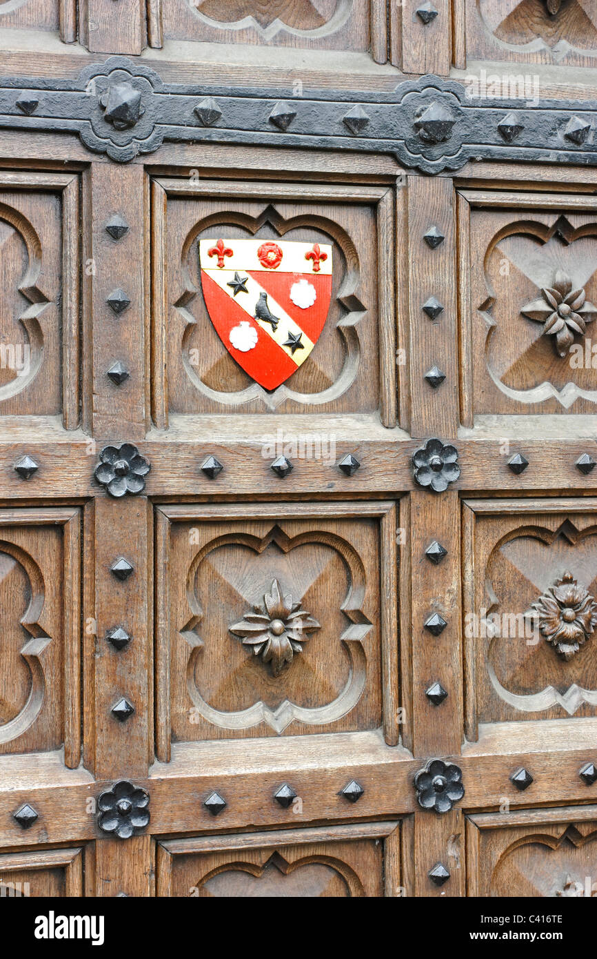 An old iron banded oak door in the university city of Oxford,England ...
