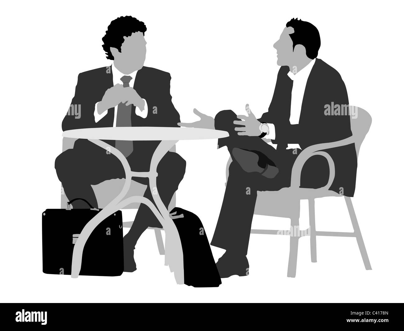 Two colleagues sitting table Cut Out Stock Images & Pictures - Alamy