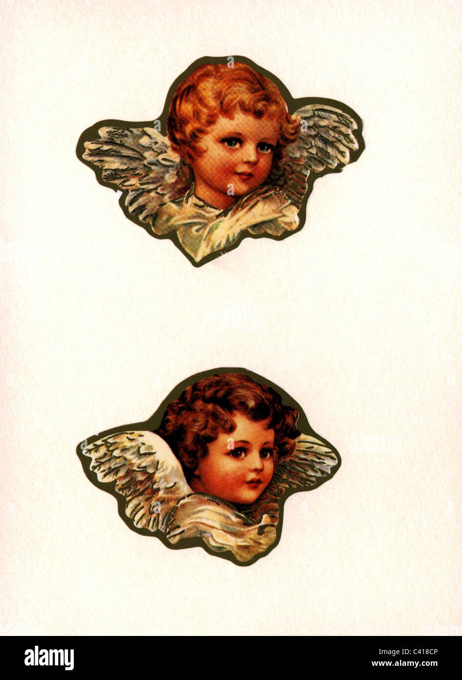 kitsch, angels, coloured illustration, circa 1900, Additional-Rights ...