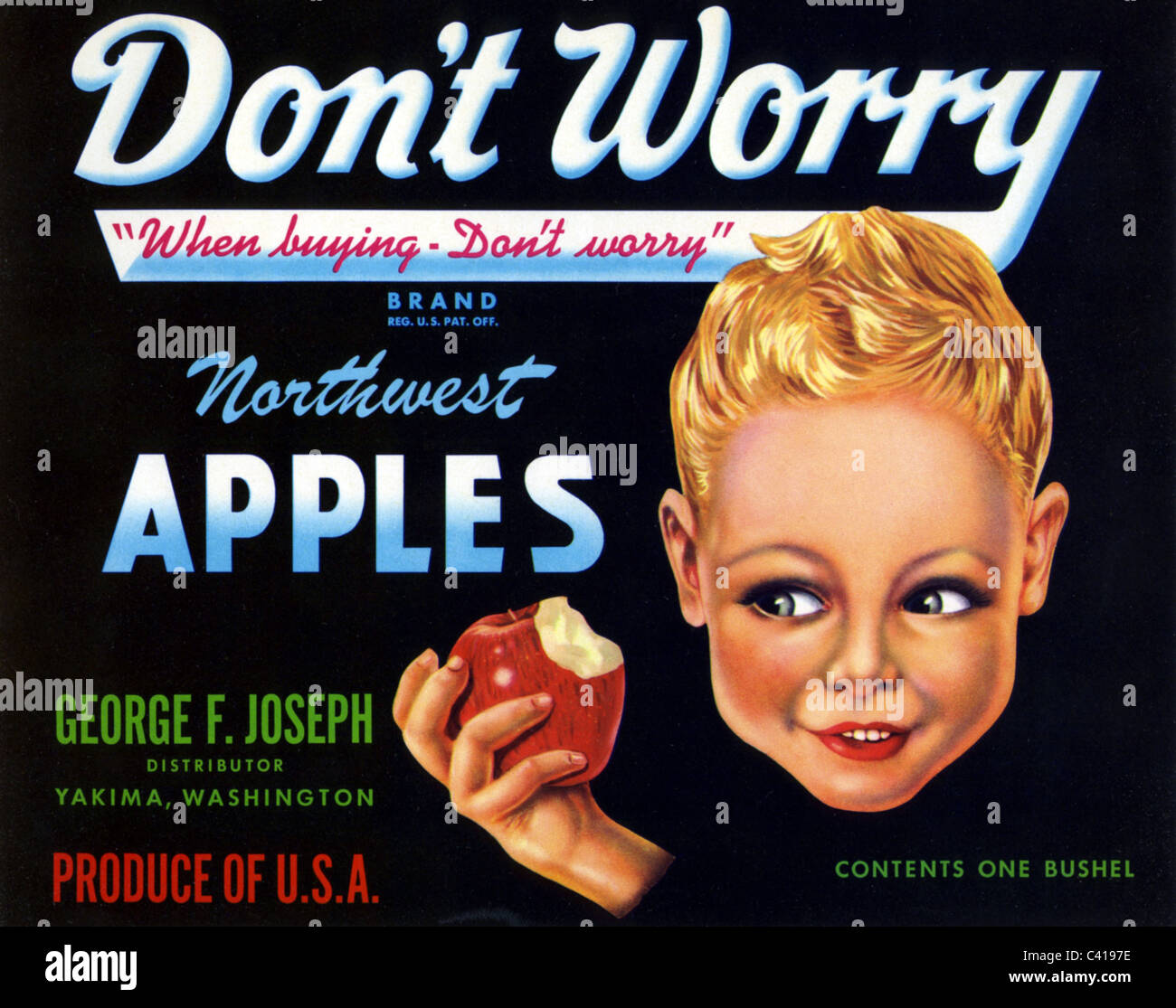 advertising, food, fruits, apples, "Don't worry", 1920s, Additional ...