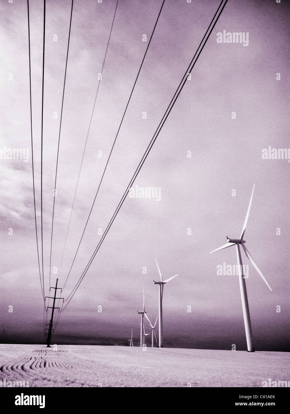 Electricity-generating windmills Wasco, Oregon Photographed in Infrared ...