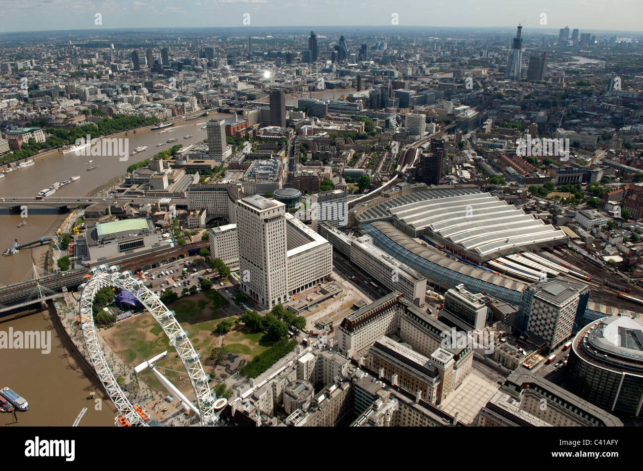 Aerial view from the London Eye to the City of London Stock Photo - Alamy