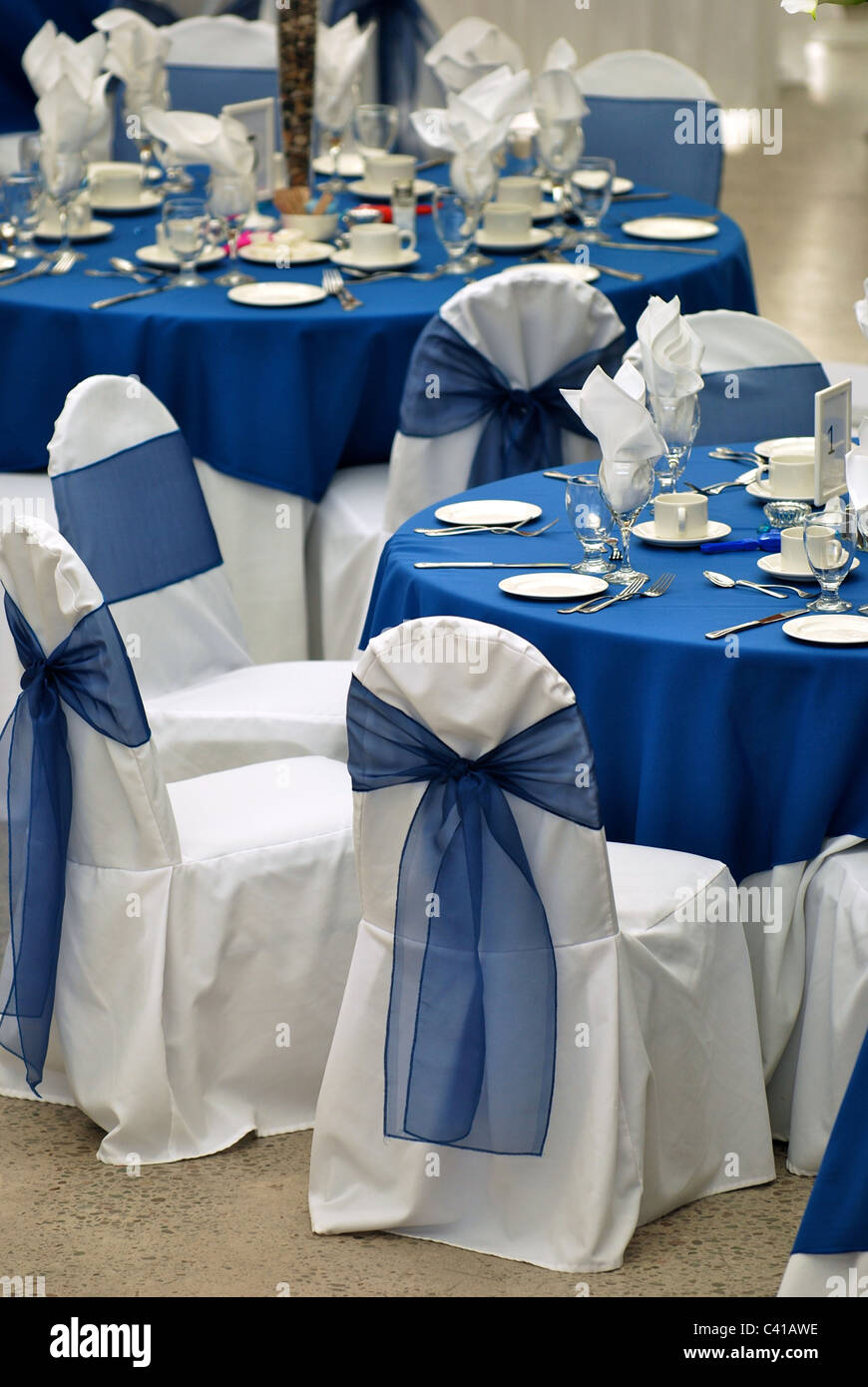 Tables setting for an event Stock Photo - Alamy