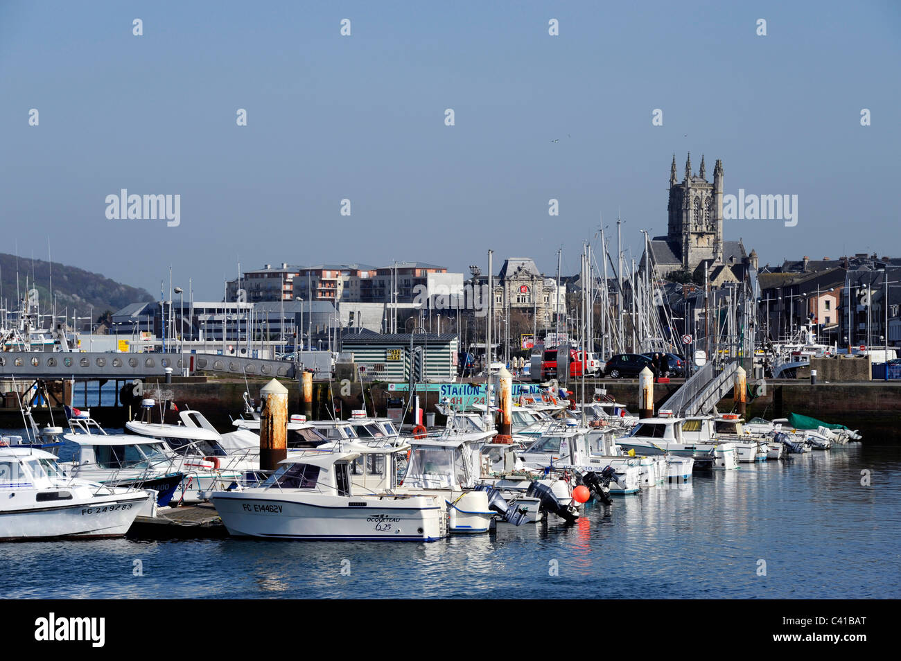 Fecamp harbour,St Etienne church,Seine-Maritime,Normandy,France Stock ...