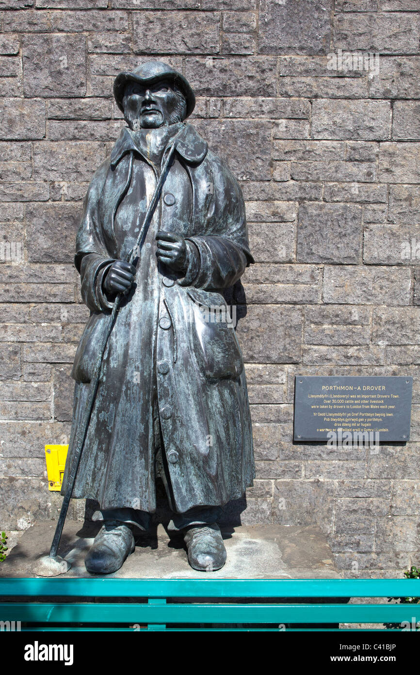 Drover Statue Llandovery South Wales Stock Photo - Alamy