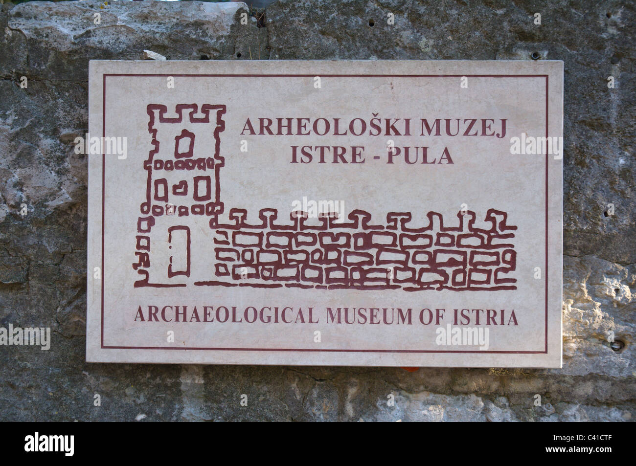 Arheoloski muzej the sign of Archeological museum of Pula the Istrian ...