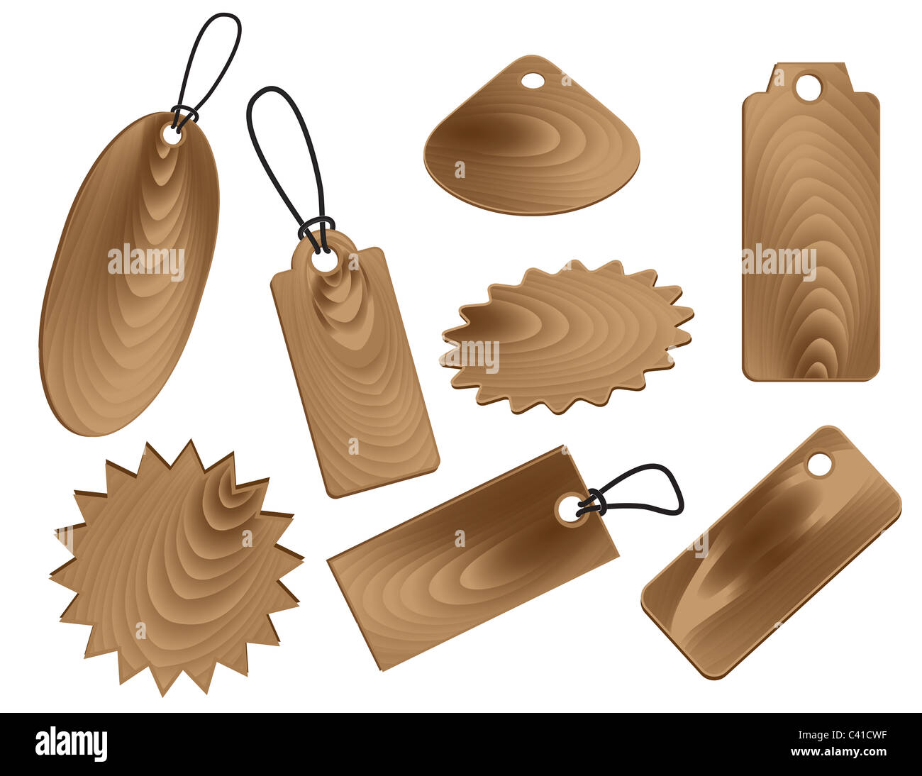 Price tags in wood grain textures style isolated on white Stock Photo ...